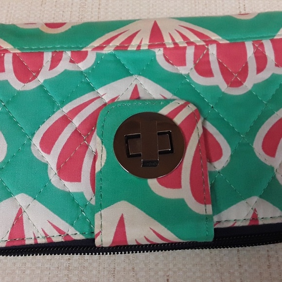 Unknown | Bags | Blue Pink Clamshell Boho Quilted Fabric Wallet | Poshmark